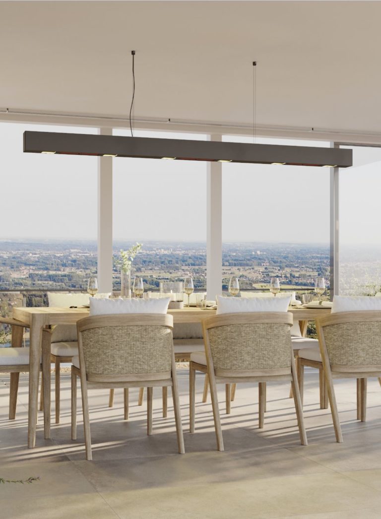 Timeless design light with heating and misting - BEEM with cables